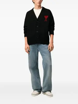 AMI Paris De Coeur Wool Cardigan - Multicolor
