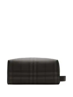 Burberry Check Canvas Washbag With Leather Trim
