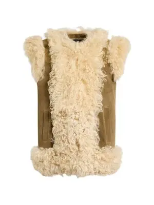 Etro Shearling Waistcoat With Embroidered Peacock Detail - Multicolor