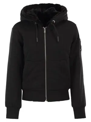 Moose Knuckles Classic Bunny Hooded Sweatshirt With Faux Fur Lining - Black