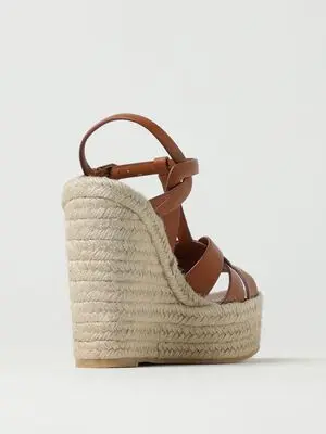 Saint Laurent Leather Strappy Wedge Sandals