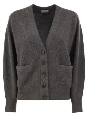 Brunello Cucinelli Ribbed Cashmere V-neck Cardigan - Multicolor