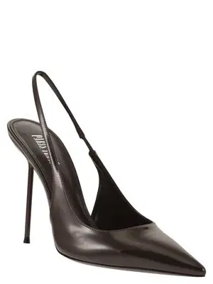 Paris Texas Lidia Slingback 105 Patent Leather Pumps - Brown