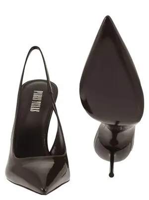 Paris Texas Lidia Slingback 105 Patent Leather Pumps - Brown