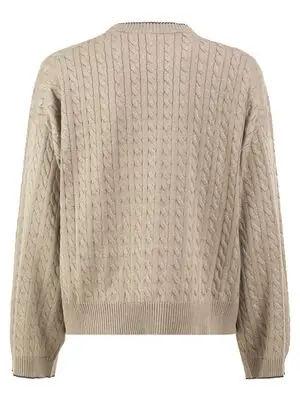 Brunello Cucinelli Cable-knit Crew Neck Jumper With Shimmering Yarn - Cream