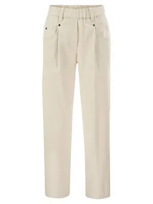 Brunello Cucinelli BRUNELLO CUCINELLI Stretch Cotton Cover-up Baggy Trousers Cream