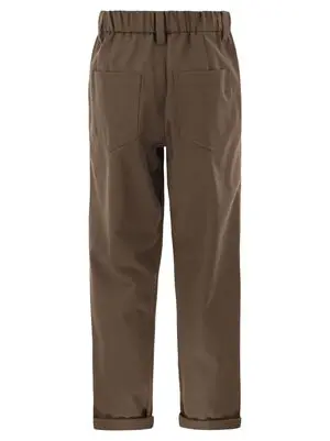 Brunello Cucinelli Stretch Cotton Baggy Trousers - Brown