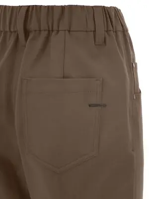 Brunello Cucinelli Stretch Cotton Baggy Trousers - Brown