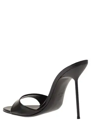 Paris Texas Lidia Mule 105 Patent Leather Open Toe Stiletto Heel Sandals - Black