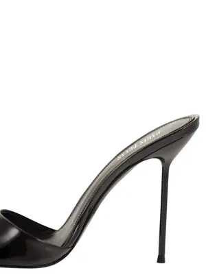 Paris Texas Lidia Mule 105 Patent Leather Open Toe Stiletto Heel Sandals - Black