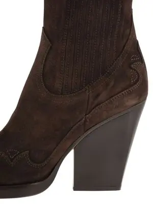 Paris Texas Dallas Embroidered Suede Western Ankle Boots