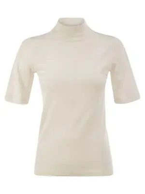 Brunello Cucinelli Cashmere And Silk High-neck Sweater - White