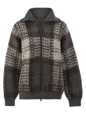 Brunello Cucinelli Jacquard Knit Bomber Cardigan With Sequins