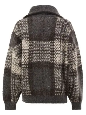 Brunello Cucinelli Jacquard Knit Bomber Cardigan With Sequins