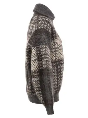 Brunello Cucinelli Jacquard Knit Bomber Cardigan With Sequins