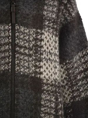 Brunello Cucinelli Jacquard Knit Bomber Cardigan With Sequins