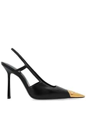 Saint Laurent Jeanne Leather Slingback Pumps With Metal Toecap - Multicolor
