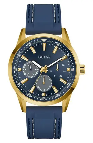 Guess Peak Multifunction Silicone Strap Watch - Blue