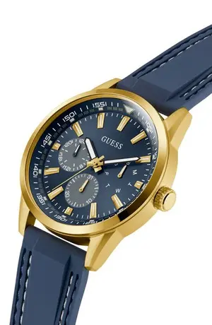 Guess Multifunction Silicone Strap Watch - Blue