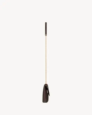 Saint Laurent Cassandre Small Chain Pouch In Lambskin - Santal