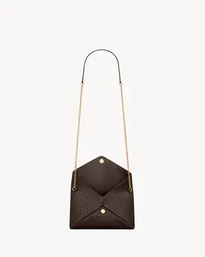 Saint Laurent Cassandre Small Chain Pouch In Lambskin - Santal