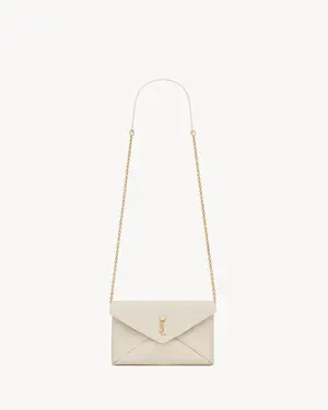 Saint Laurent Cassandre Small Chain Clutch In Lambskin - White