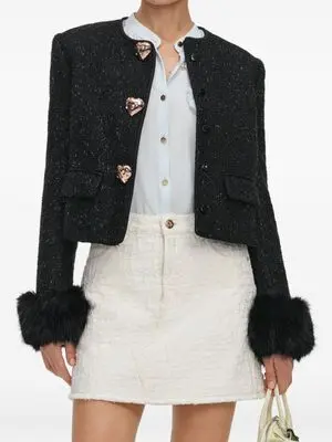 SELF-PORTRAIT Embellished Cropped Jacket - Multicolor
