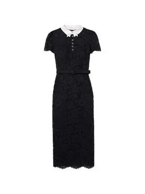 SELF-PORTRAIT Lace Dress With Peter Pan Collar And Belt Detail - Multicolor