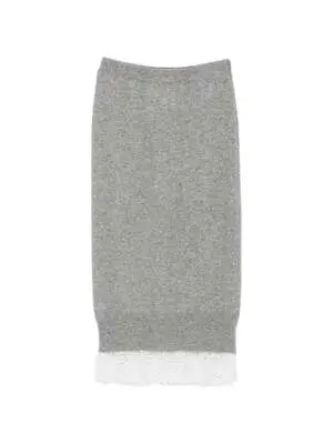 ERMANO SCERVINO Cashmere Midi Skirt With Lace Trim - Multicolor
