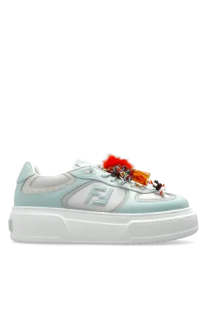 Fendi Match" Sports Shoes On Platform - Light Blue