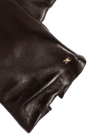 Max Mara Leather Gloves With Gold Tone Logo