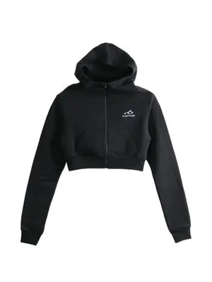 Balenciaga Cropped Cotton Sweatshirt With Logo - Multicolor