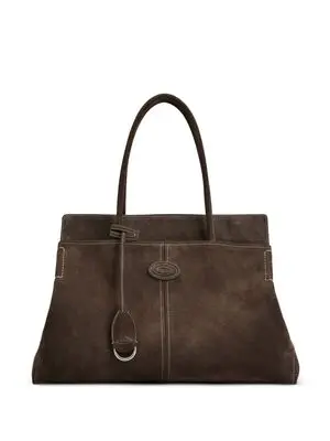 TOD'S Suede Tote Bag With Monogram Detail - Multicolor