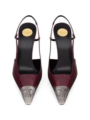 Saint Laurent Slingback Pumps With Metal Cap Toe - Multicolor