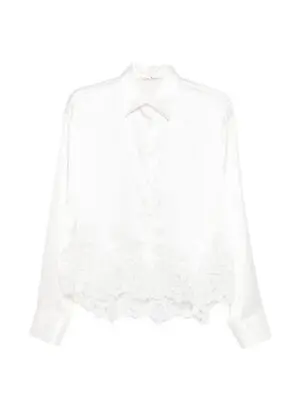 ERMANO SCERVINO Ermanno Scervino Satin Lace Trim Shirt - Multicolor