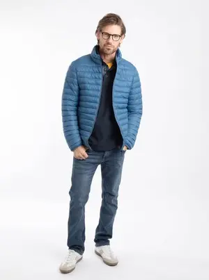WEIRD FISH Crantock Showerproof Padded Jacket - Washed Blue