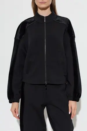 Emporio Armani Zip-up Sweatshirt With Velvet Side Stripes