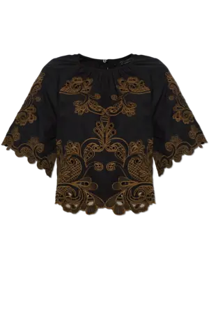 ALLSAINTS Miriam Embroidered Cropped Top - Black
