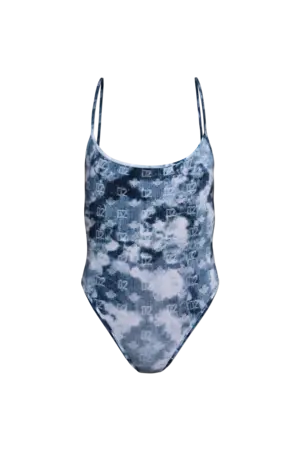 Dsquared2 One-piece Swimsuit With Tie-dye Logo Print - Blue