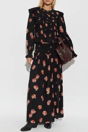 ALLSAINTS Lauren' Floral Print Ruffled Viscose Shirt