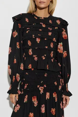 ALLSAINTS Lauren' Floral Print Ruffled Viscose Shirt