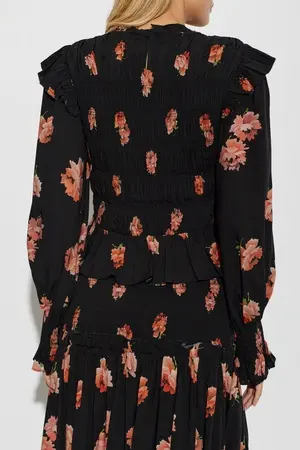 ALLSAINTS Lauren' Floral Print Ruffled Viscose Shirt