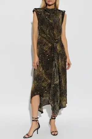 ALLSAINTS Persia' Asymmetrical Hem Dress With Mock Neck And Self-tie Waist