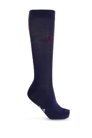 VIVIENNE WESTWOOD Knee-high Socks With Logo - Navy Blue
