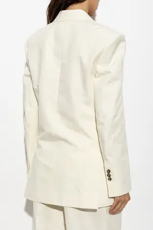 AMI Paris Cotton Linen Blend Blazer With Side Slits