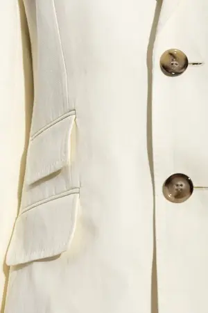 AMI Paris Cotton Linen Blend Blazer With Side Slits