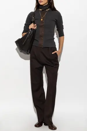 LEMAIRE Ribbed Knit Top With Decorative Tie