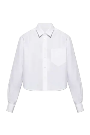 AMI Paris Cropped Oversize Cotton Shirt - White