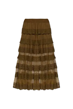 ALLSAINTS Maggie Tiered Lace And Tulle Maxi Skirt - Green