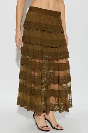 ALLSAINTS Maggie Tiered Lace And Tulle Maxi Skirt - Green